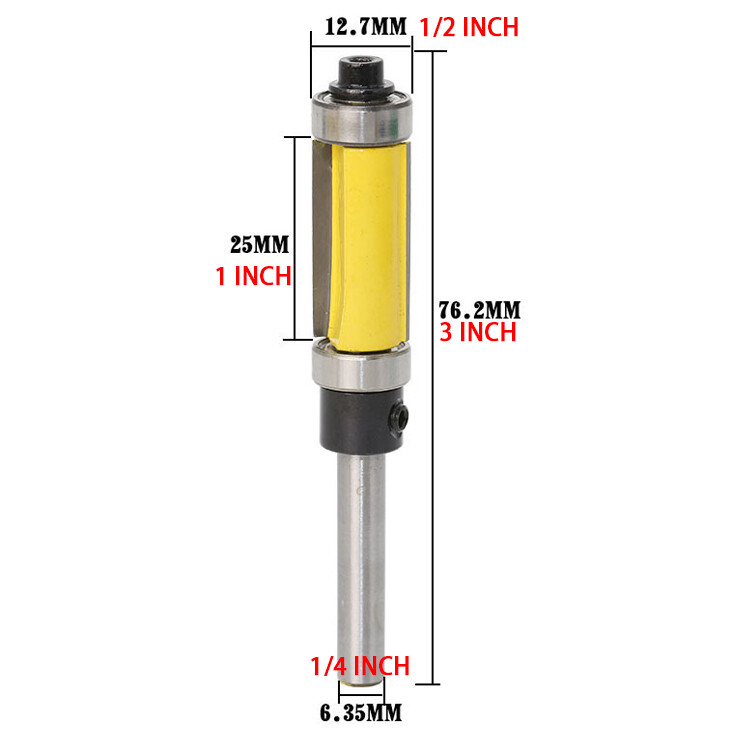1-1/2" Flush Trim Top and Bottom Bearing Router Bit - 1/4" (6.35mm ...