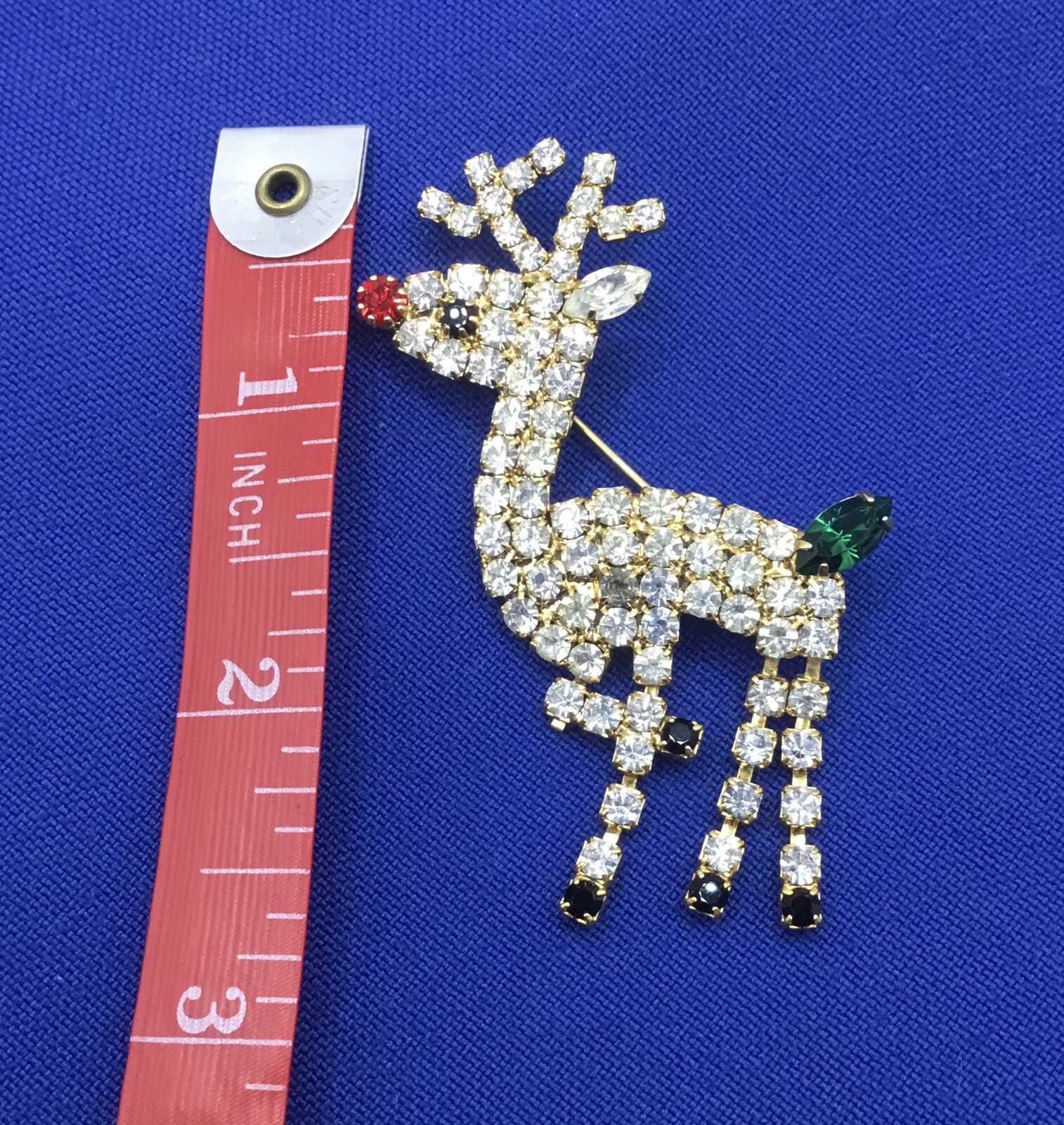 Rhinestone Articulated Reindeer Brooch Rudolf Red Nosed Reindeer ...
