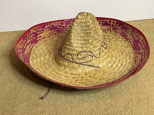 Vintage 70s Mexican Sombrero Hat Mexico Woven Straw Sun Party Costume ...