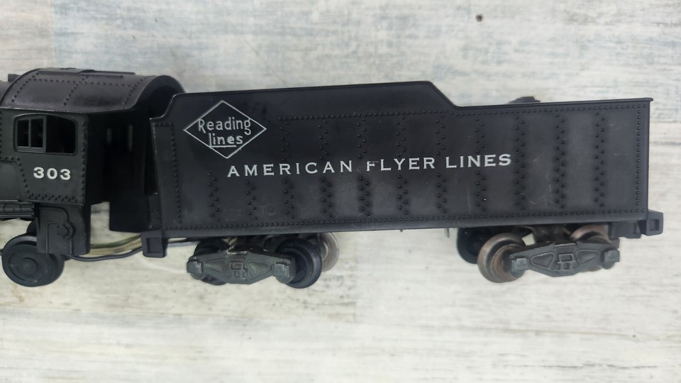 _Vtg American Flyer Lines 303 4-4-2 Locomotive & Tender S-Gauge Sound ...