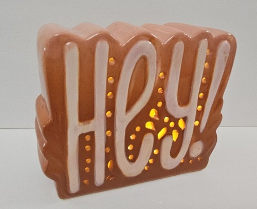 Ceramic "hey" Light-Up Tabletop Decor Figurine With LED, Brown/Tan ...