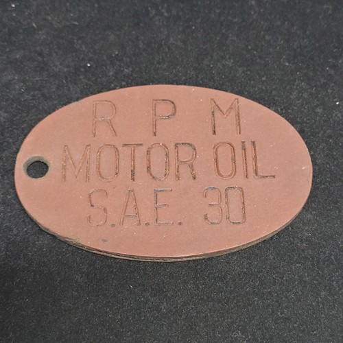 VINTAGE / ANTIQUE RPM MOTOR OIL SAE 30 LEATHER Tag | eBay