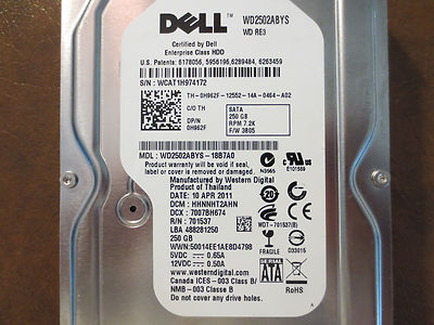 Dell WD2502ABYS-18B7A0 DCM:HHNNHT2AHN FW:3B05 250gb 3.5" Sata Hard ...