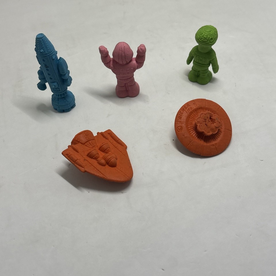 Vintage Lot of 5 DIENER Space Aliens Robots Spaceship Rocket Rubber UFO ...