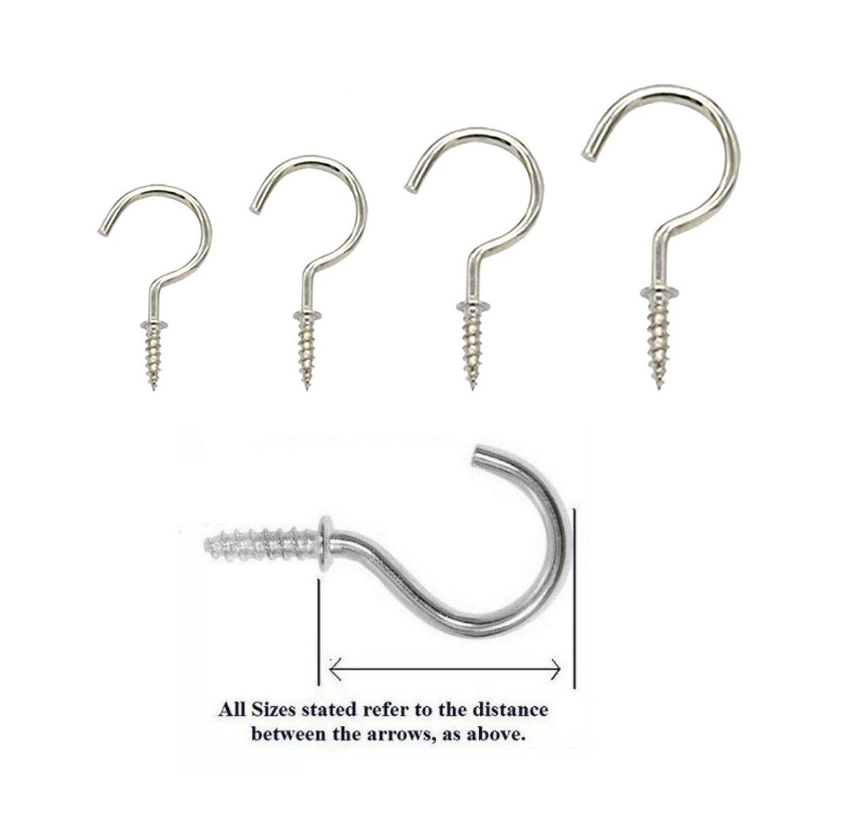 Cup Hooks Round General Hanging Cup Hooks 25mm Brass Plated Pack