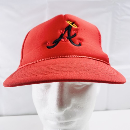 Vtg Los Angeles Angels Nissun Snapback Trucker Hat Mesh Cap Red Rope ...