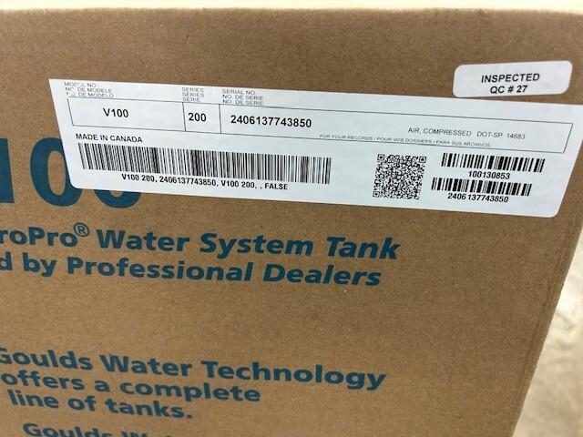 Goulds Hydropro V100 Series 200 Diaphragm Water System Pressure Tank 31 ...