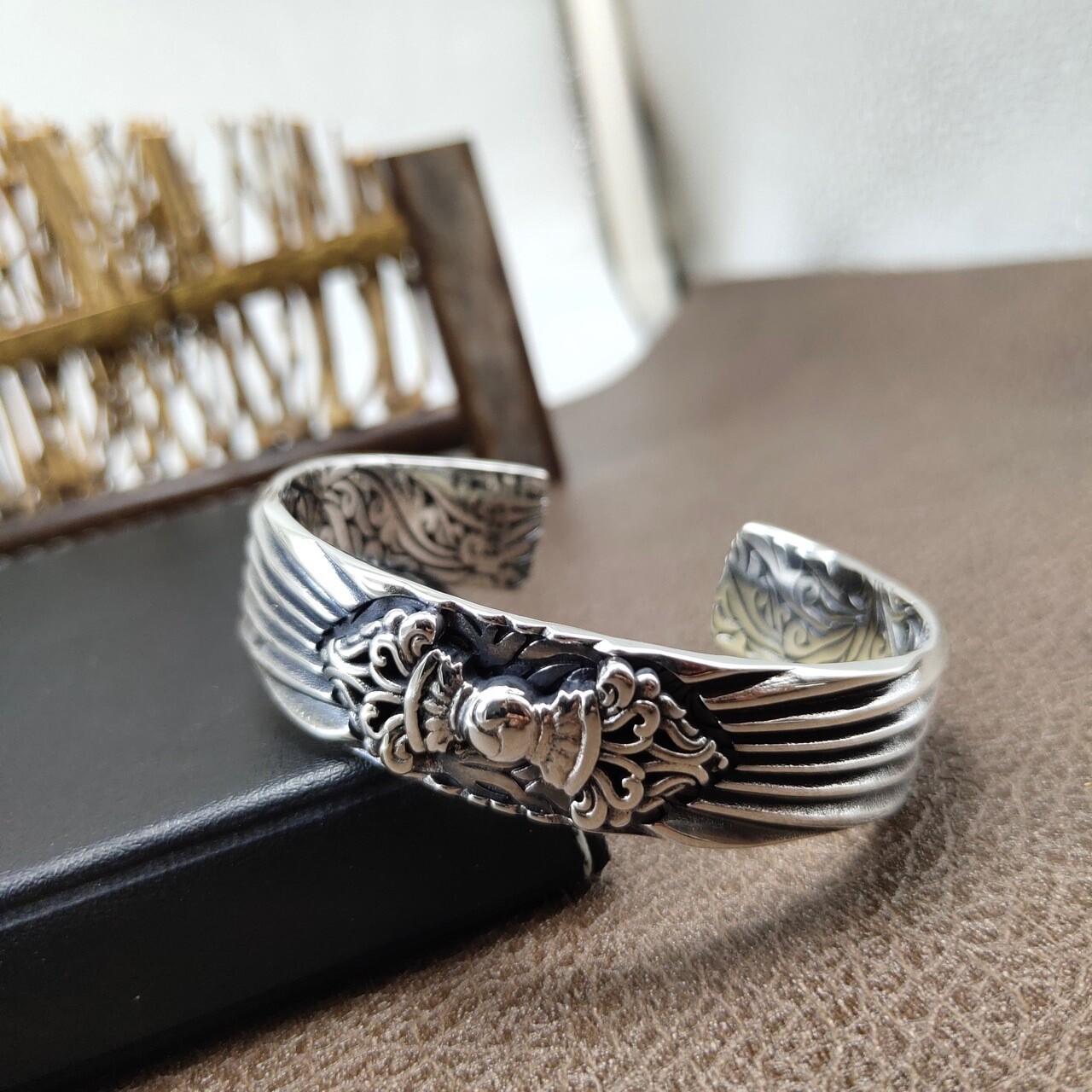 A25Armspange Buddhist Vajra Symbol Tendril Ornament Sterling Silver 925 ...