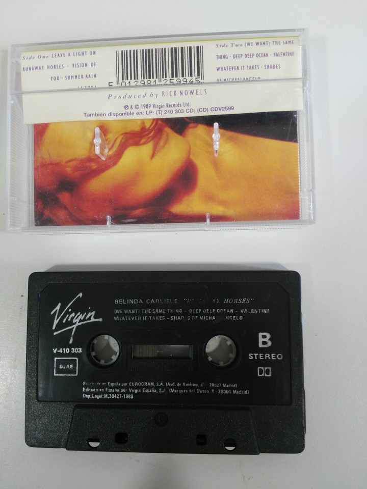 Belinda Carlisle Runaway Horses Cassette Tape Virgin 1989 Spanish Edit ...