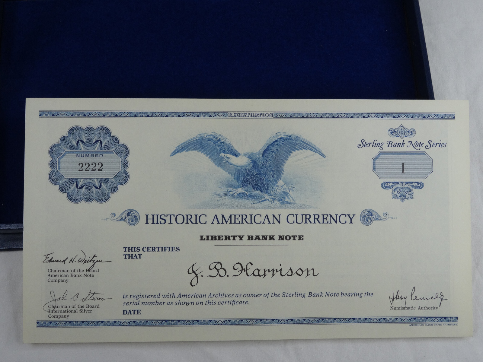 Liberty Bank Sterling Silver Bank Note Historic American Currency 4.6 ...