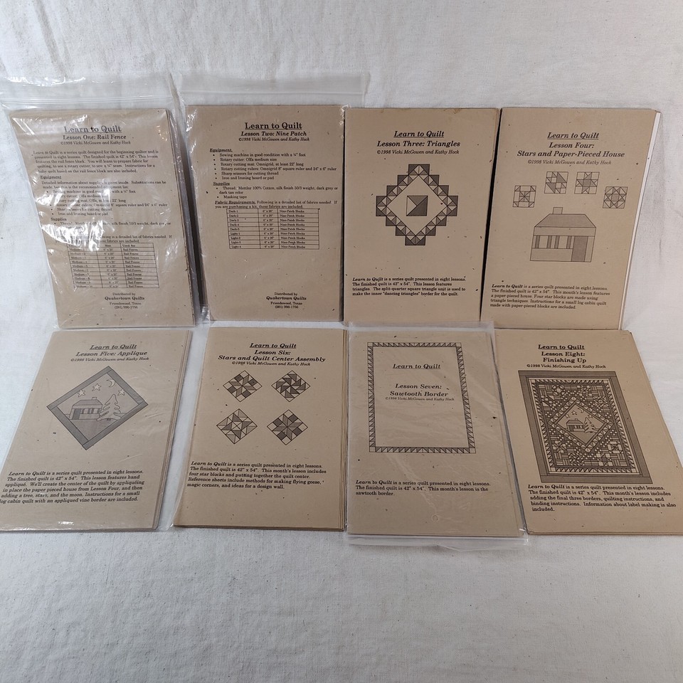 Complete 8 Pc LEARN TO QUILT Lesson Template Cute Outdoor House Design ...