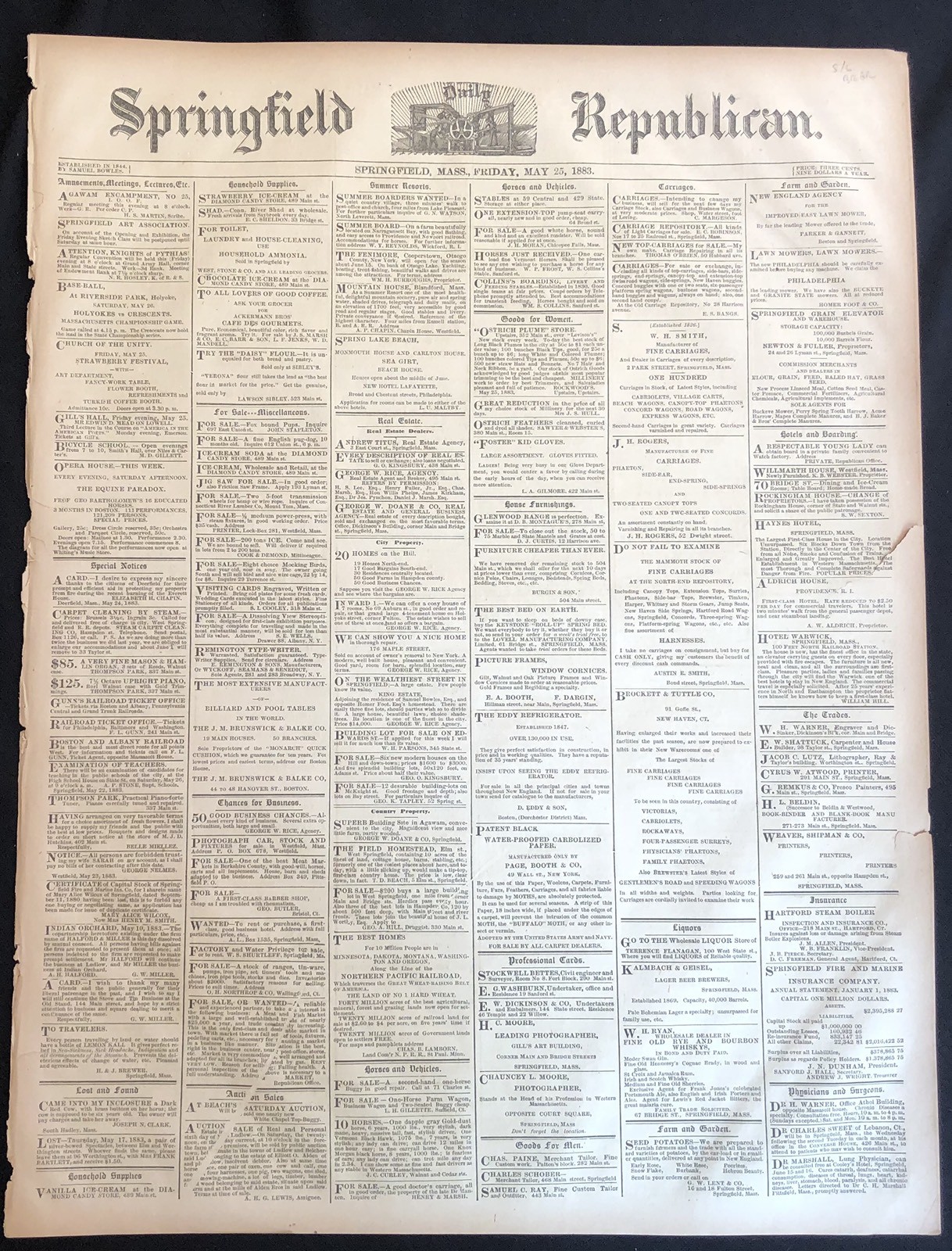 1883 headline newspaper BROOKLYN BRIDGE dedicated & 1st open to public ...