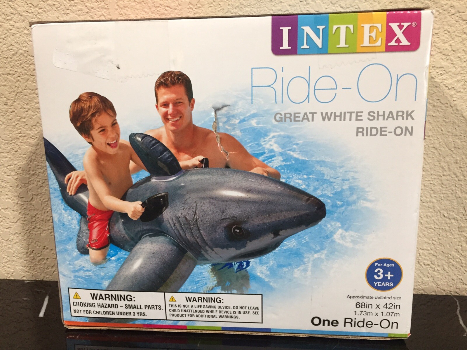 Intex 68" x 48" Great Shark Swimming Pool Ride On Inflatable Float | eBay