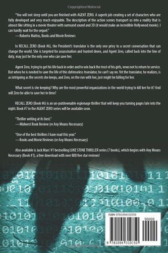 Recall Zero (An Agent Zero Spy Thriller—Book #6) | eBay