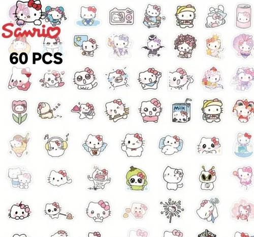 60 PCS Random Hello Kitty Waterproof Stickers | eBay