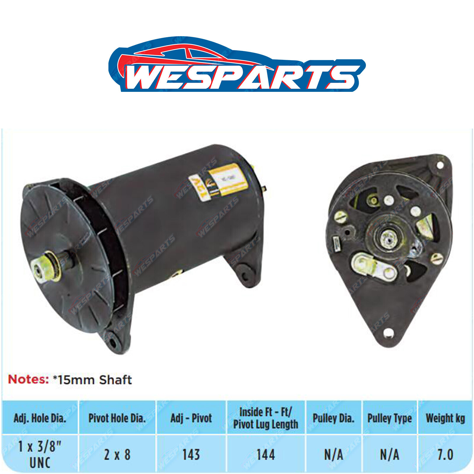 Jaylec 12V 22Amp Alternator for Vented C40 Tacho Drive Generators 15mm ...