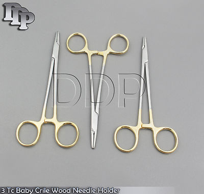 03 TC Baby Crile Wood Needle Holder, 150mm Surgical Dental Veterinary ...