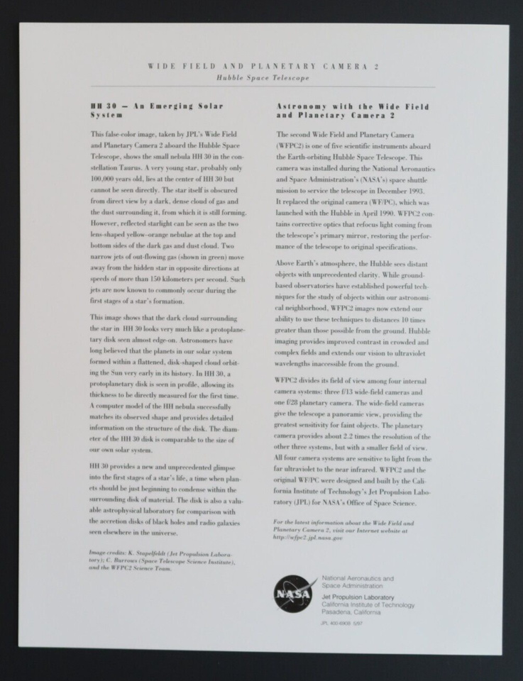 HH30 Solar System Jet Propulsion Laboratory NASA Hubble Space Telescope ...