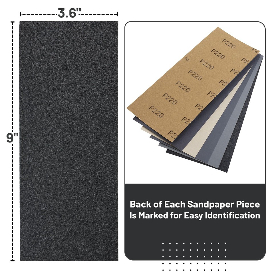 100 Sandpaper Sheets 120-5000 Grit Sand paper Assortment Wet Dry Wood ...