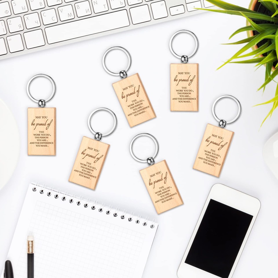 30 Pcs Employee Appreciation Gift Inspirational Wooden Keychain for ...