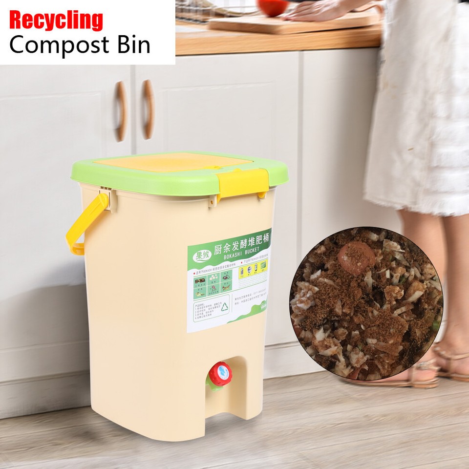 21L Recycle Composter Aerated Compost Bin Bokashi Bucket Kitchen Food ...