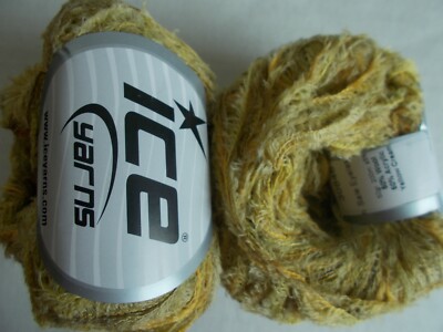 Ice Yarns fuzzy eyelash yarn, wool blend, yellow/cream, lot of 2 (220 ...