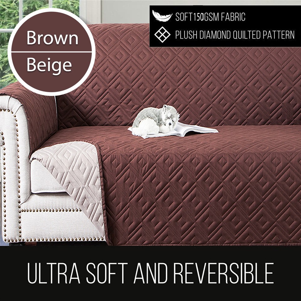 Waterproof Sofa Slip Covers Reversible Couch Cover Quilted Throw Pet ...
