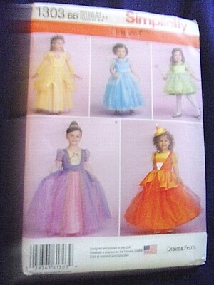 UNCUT SIMPLICITY #1303 GIRLS SZ 3-6 PRINCESS DRESS SEWING PATTERN | eBay
