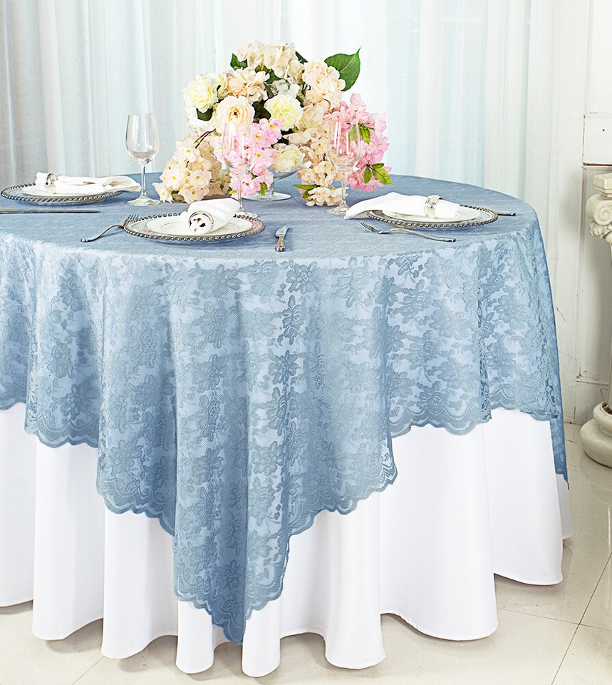 Wedding Linens Inc. 54" Square Lace Table Overlays Toppers Tablecloths ...