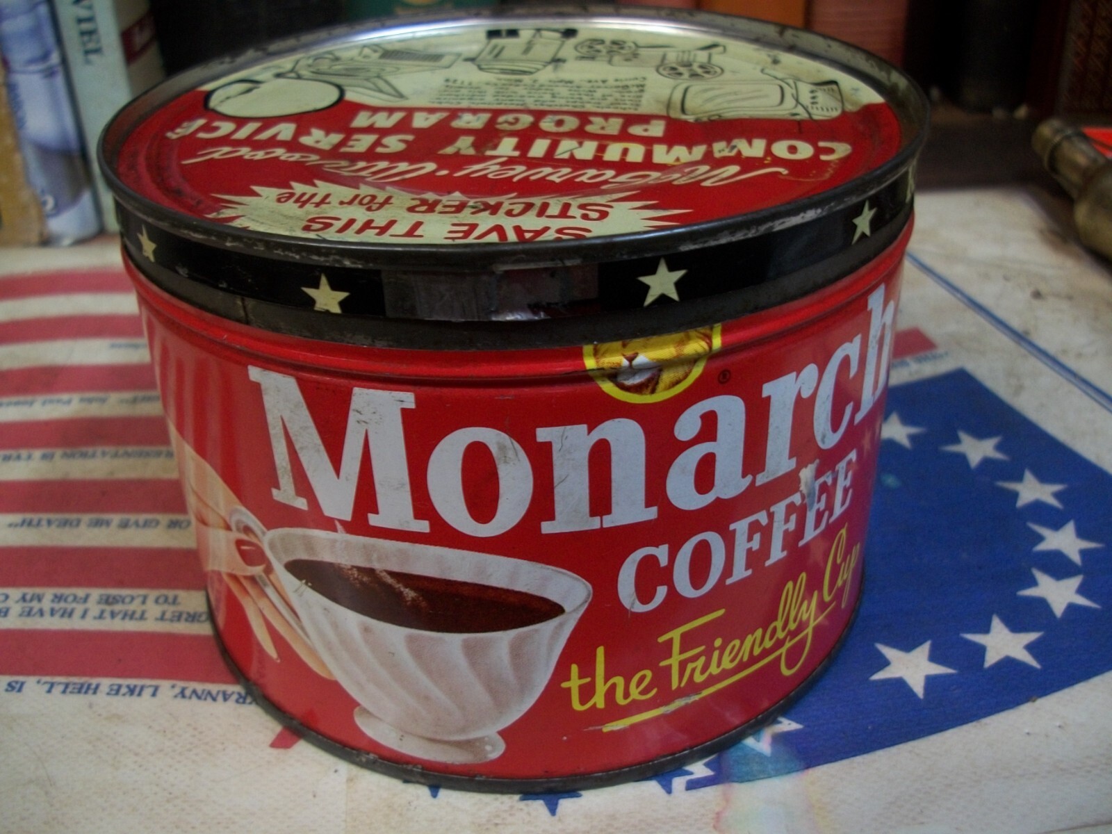 MONARCH COFFEE CAN 1 LB POUND VACUUM PACKED STORE TIN EMPTY ORIGINAL ...