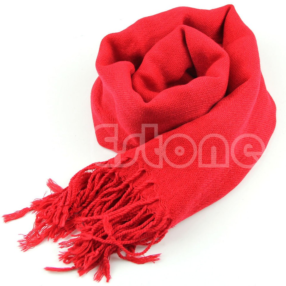 Luxury Womens Cashmere Pashmina Silk Shawl Scarf Solid Long Winter Warm ...