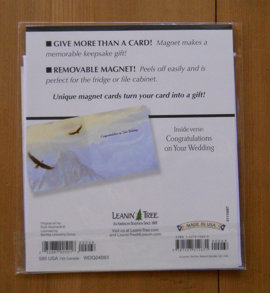 Leanin Tree Greeting Wedding Card w/ Magnet in One Eagles- No Heart ...