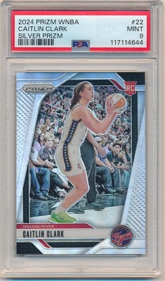 CAITLIN CLARK 2024 PANINI PRIZM WNBA #22 RC ROOKIE SILVER PRIZMS SP PSA ...