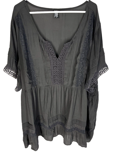 TORRID BLOUSE PLUS SIZE 6 6X Embroidered Boho Popover Eyelet Gorgeous ...