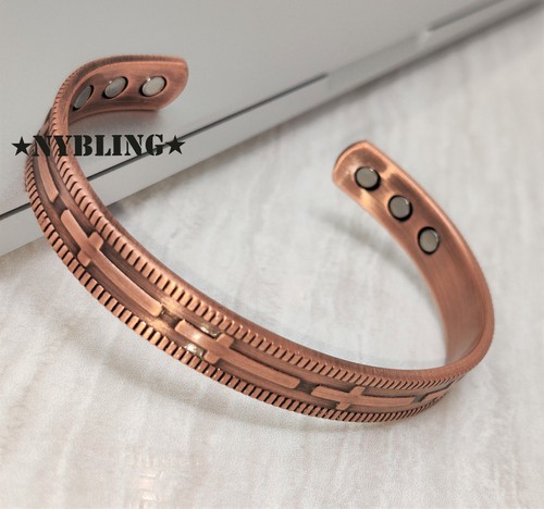 Solid PURE COPPER Magnetic Bracelet Arthritis Pain Therapy Energy Cuff ...