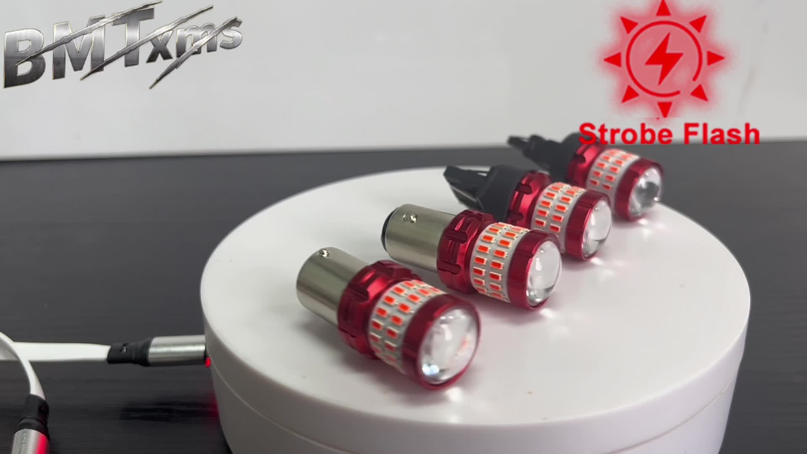 4X 3157 3156 3057 4157 LED Red Brake Stop Tail Light Bulbs Flash Strobe ...