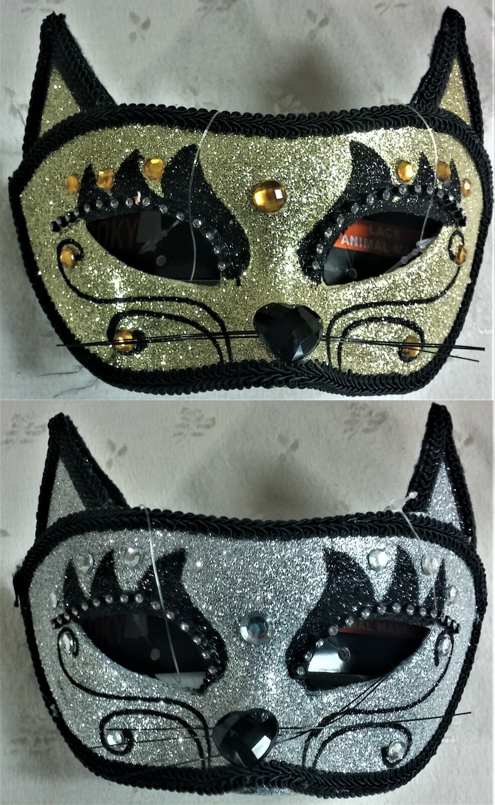 NWT Adult Lace Animal Eye Mask-Gold or Silver-Halloween, Masquerade ...