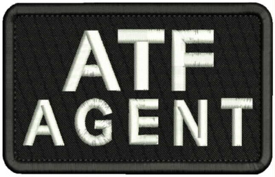 ATF AGENT embroidery patch 3x5 hook on back black and white | eBay