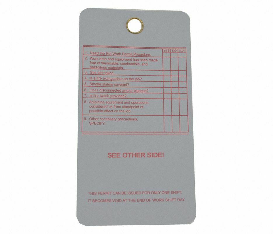ELECTROMARK 8PGY9 Hot Work Tag,5-3/4 x 3 In,R/Wht,PK25 | eBay