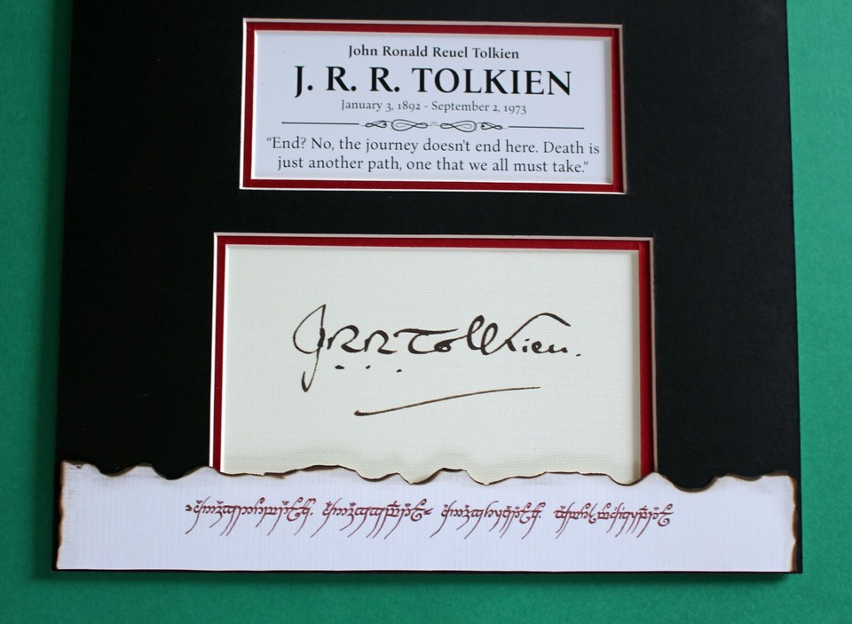 J.R.R. TOLKIEN AUTOGRAPH artistic display The Hobbit Lord of the Rings ...