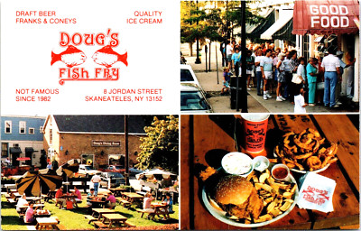 Postcard Skaneateles New York Doug's Fish Fry Seafood Franks Outdoor ...