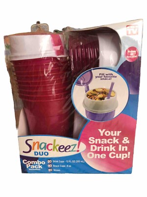 Snackeez Duo All-in-One Snack Drink Cup Pink 30 Piece Combo AS SEEN ON ...