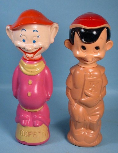1960's Pinocchio & Dopey Dwarf Soaky Figural Soap Containers Walt ...