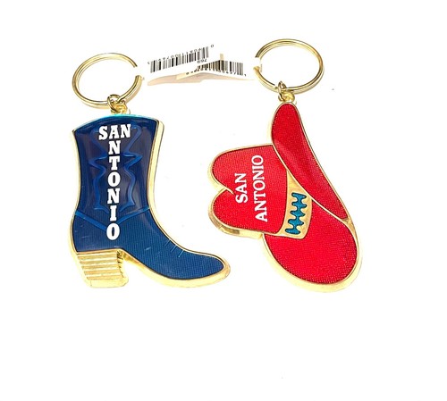 San Antonio Texas Souvenir Keychain set of 2 - Boot and Hat Design | eBay