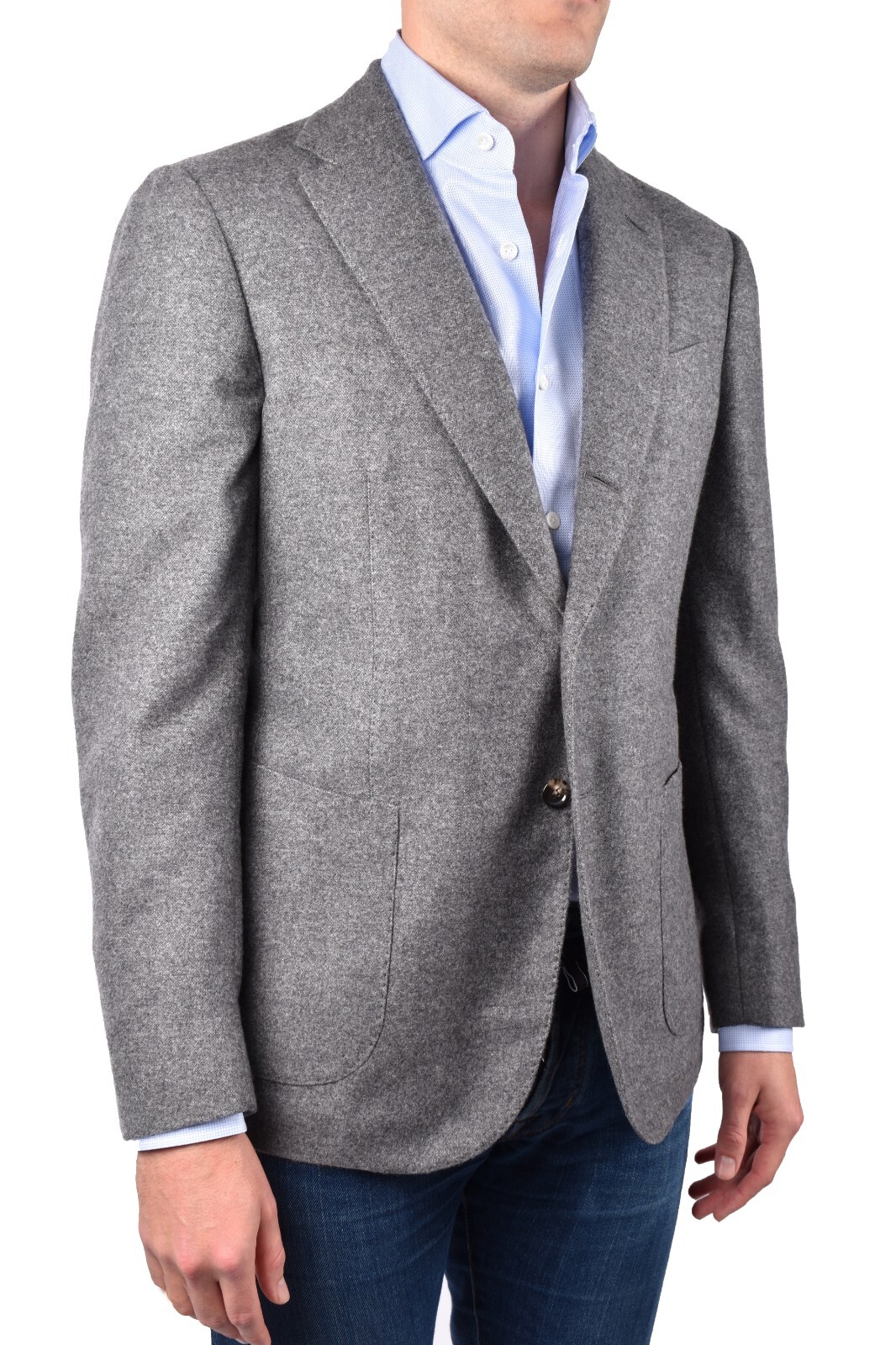 STILE LATINO handmade blazer US 46 EU 56 cashmere light gray solid ...
