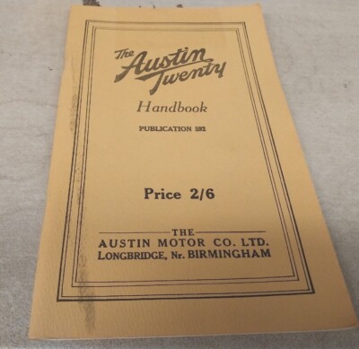 1927 AUSTIN TWENTY 20 Handbook | eBay Australia
