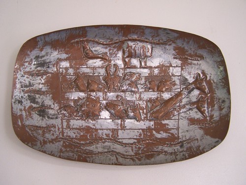 Vintage Copper Wall Hanging Plaque Plate Noahs ark art R&M hand made ...