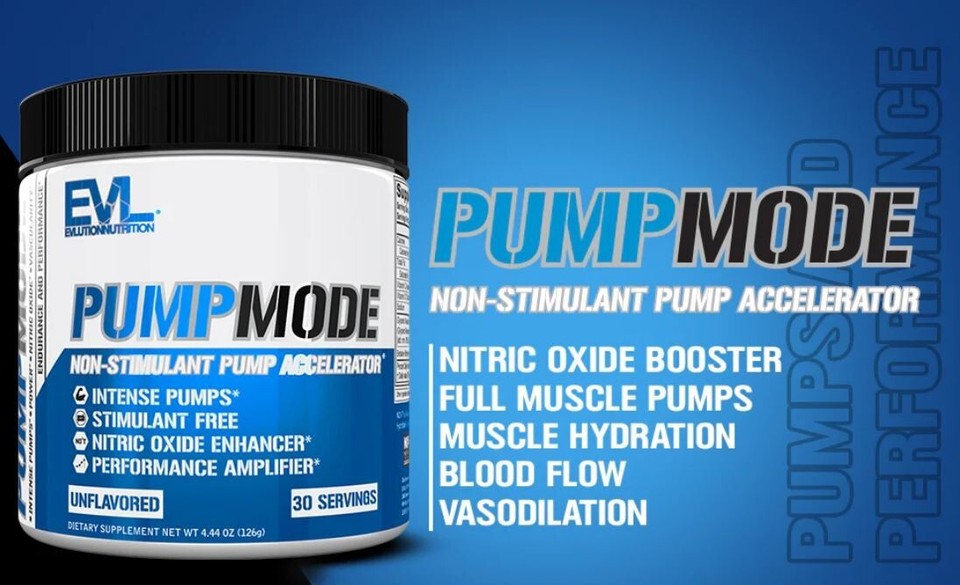 EVL PumpMode, Non-Stimulant Pump Accelerator, Nitric Oxide Unflavored ...