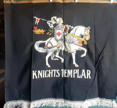 KNIGHTS TEMPLAR ANTIQUE Masonic Freemasonry Vintage 36" Rare Black Flag ...