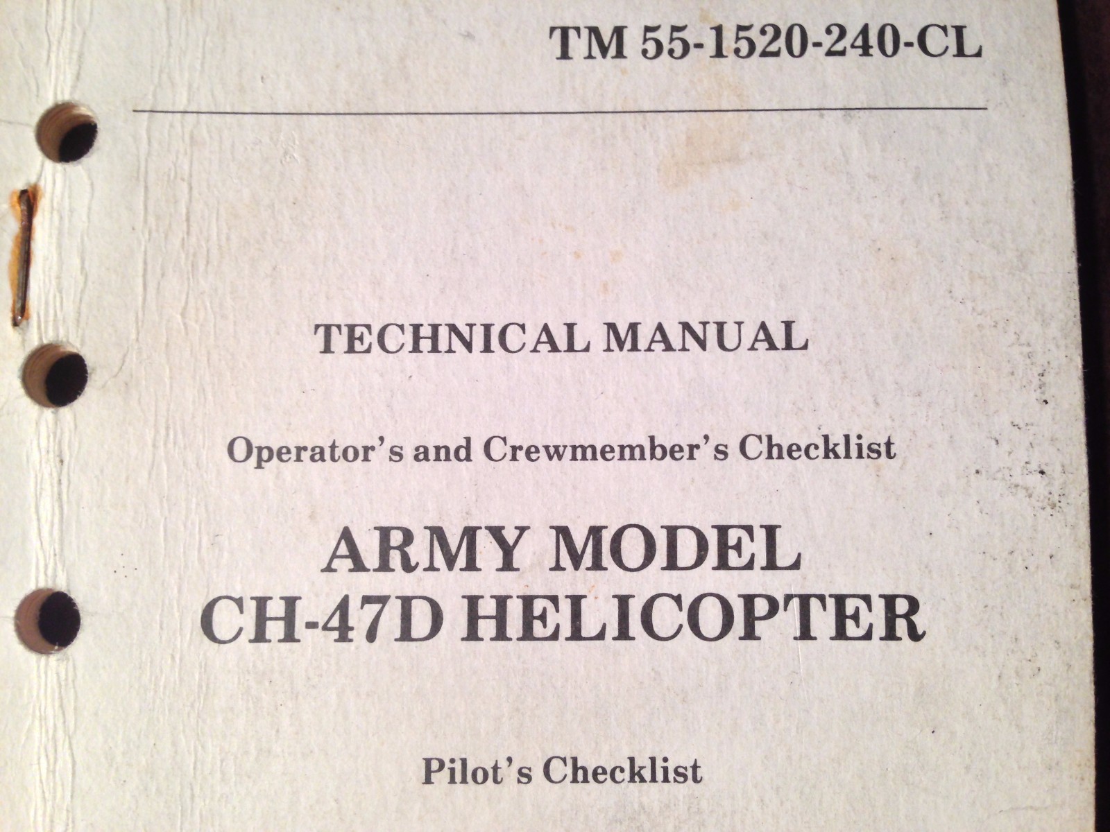 Boeing CH-47D Chinook Helicopter Pilot's Checklist for sale online | eBay